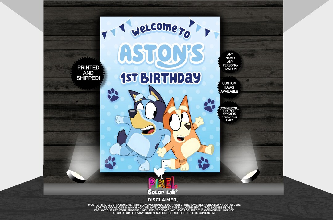 PRINTED & SHIPPED Blue Dog Backdrop Blue Dog Party Backdrop - Etsy