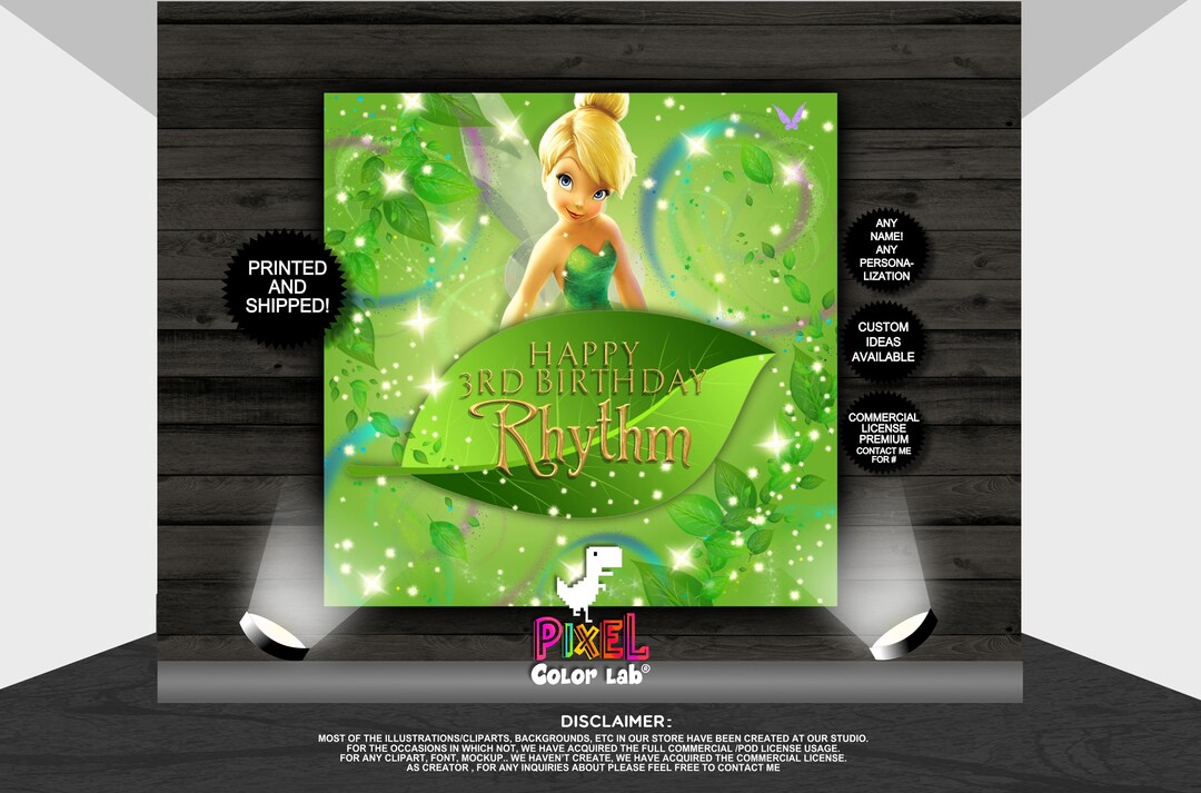 PRINTED & SHIPPED Tinkerbell Backdrop Tinkerbell Party - Etsy