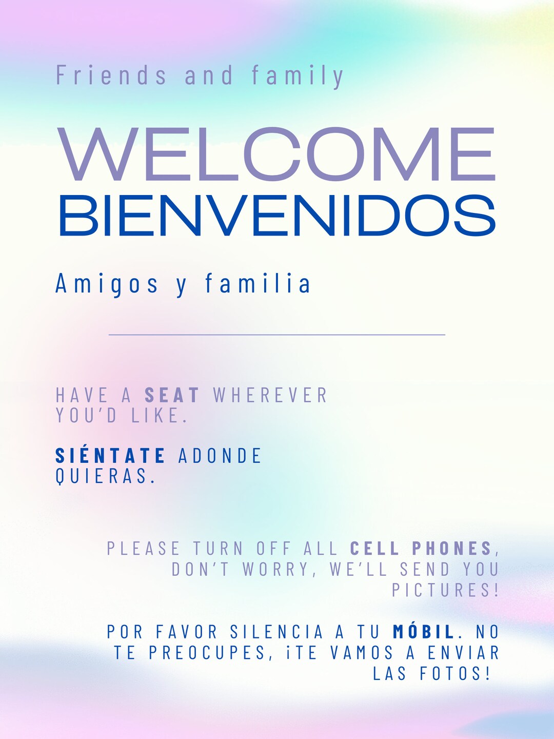 BILINGUAL Wedding Welcome Sign Digital Instant Download - Etsy