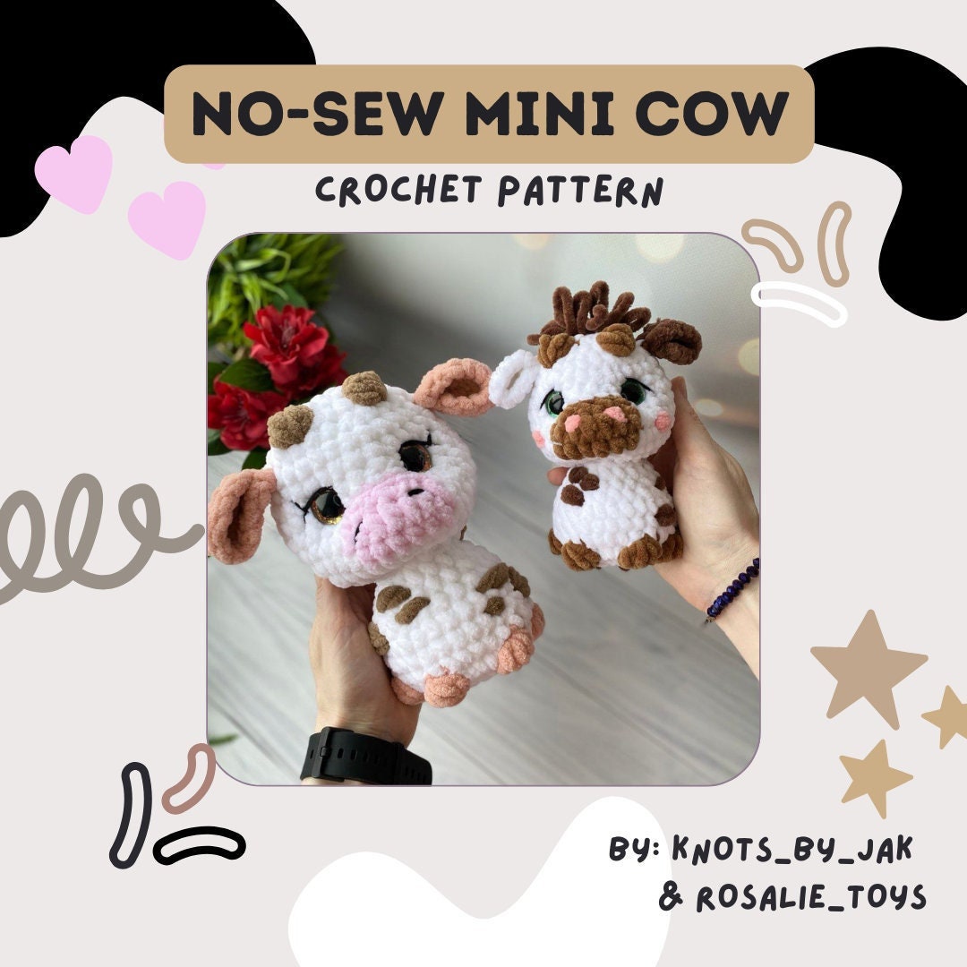 No-sew Mini Cow - Crochet Pattern - Etsy