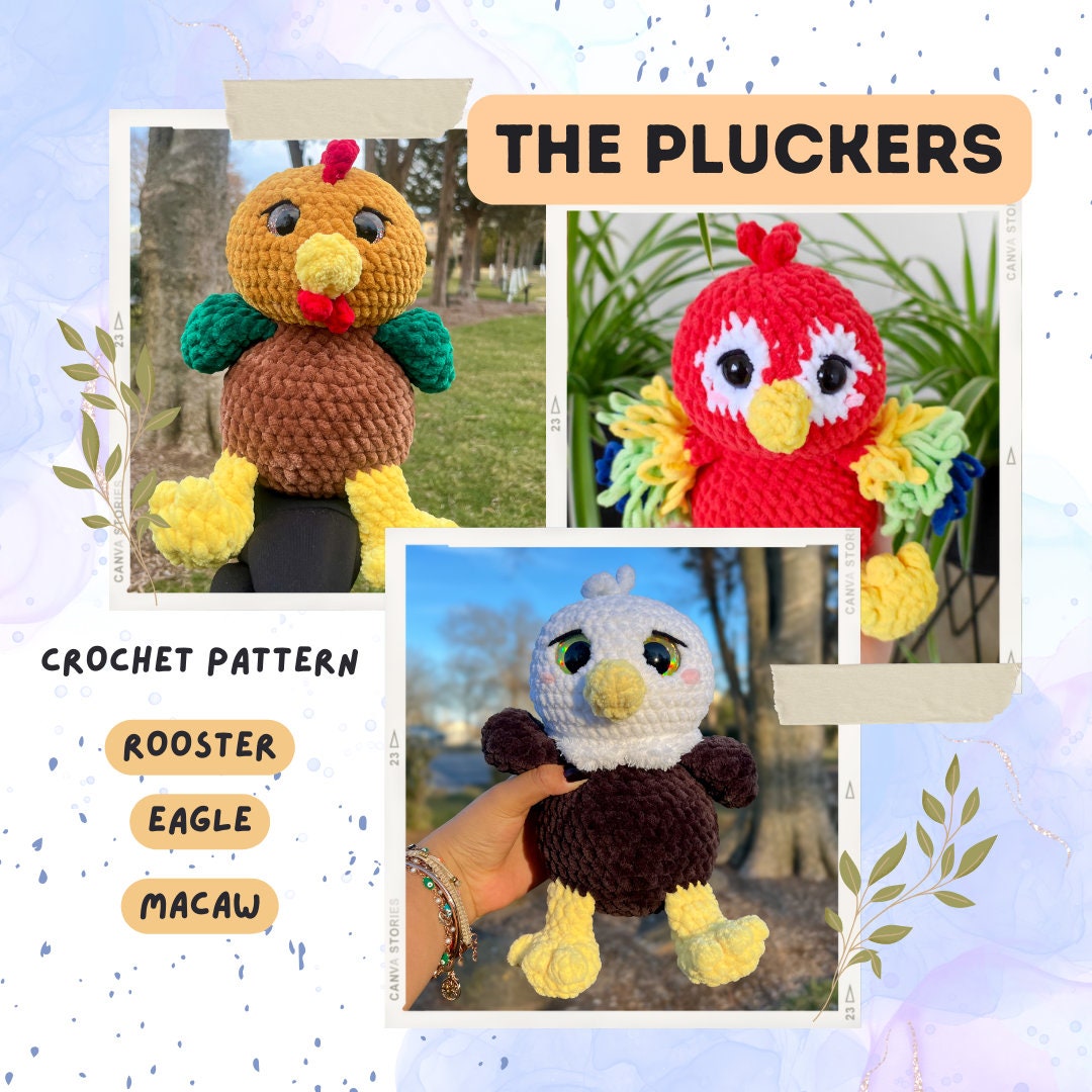 Rooster, Eagle, Macaw (PLUCKERS) - Crochet Pattern - Etsy