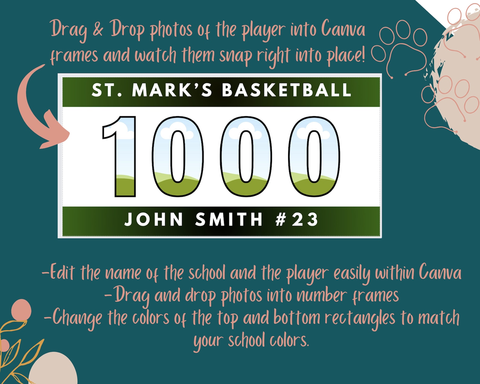 1000 Points Banner Template - Drag & Drop Banner Canva Template / 1000 ...