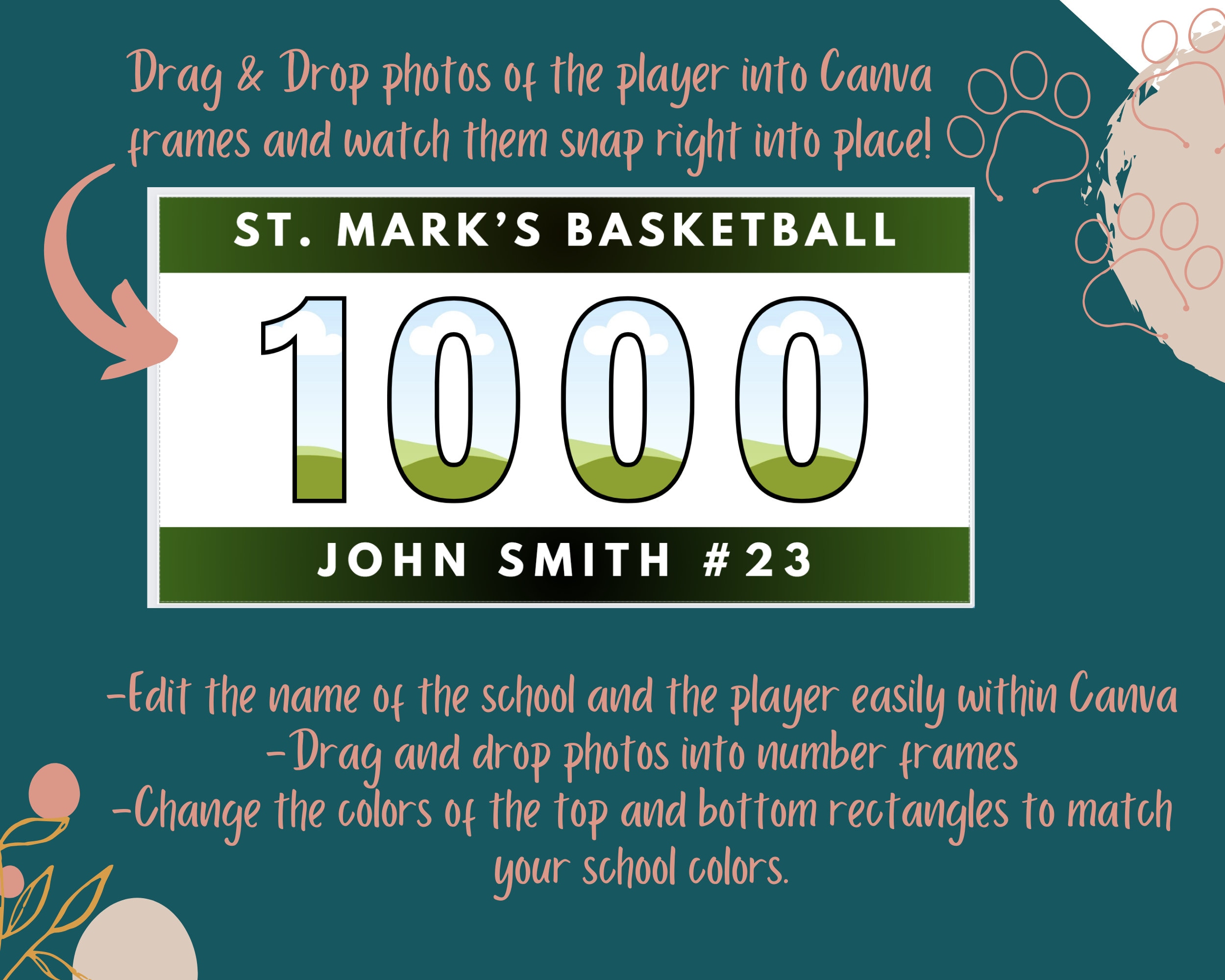 1000 Points Banner Template - Drag & Drop Banner Canva Template / 1000 ...