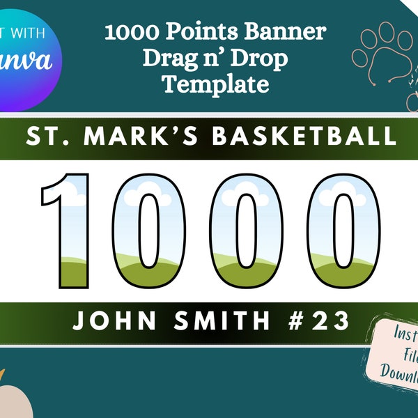 Basketball 1000 Points Banner - Etsy