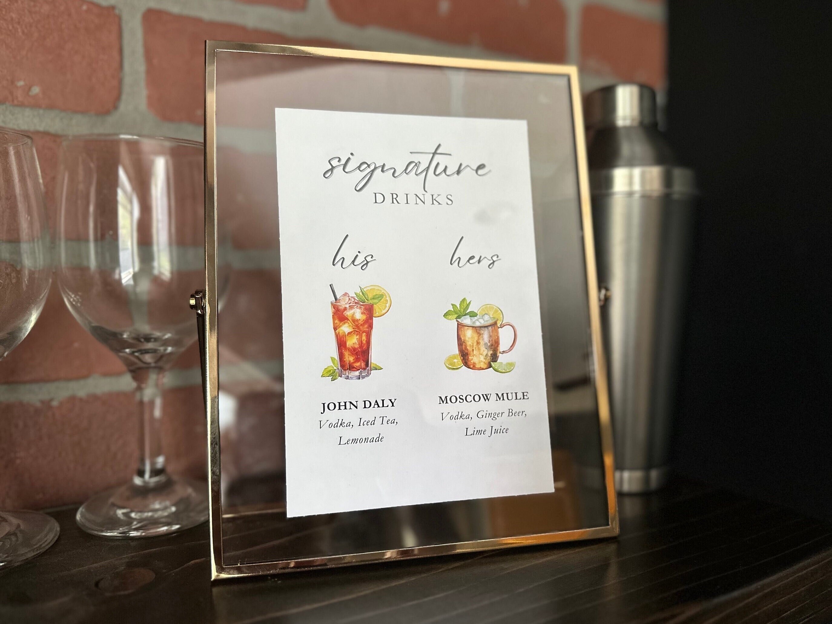 Custom Signature Drink Sign / Personalized Design / Wedding Bar Menu ...