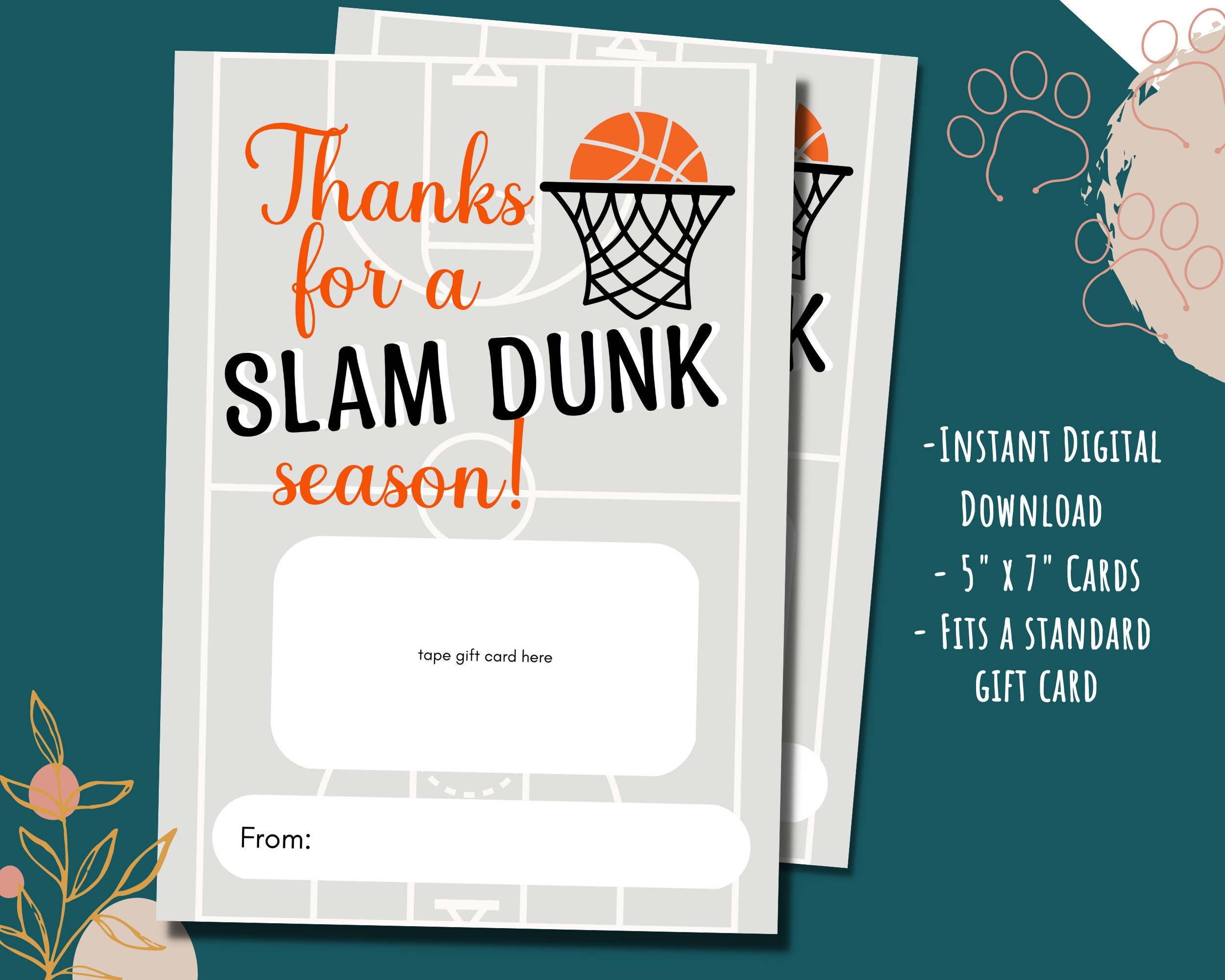 Basketball Coach Thank You Gift Card Holder / Basketball Coach ...