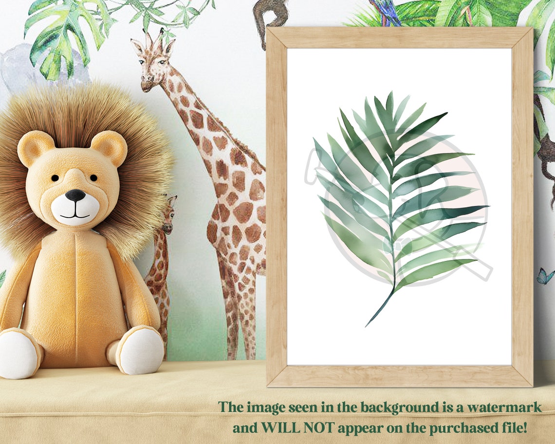 Jungle Leaves Baby Nursery Print Set / Watercolor Jungle Leaves ...