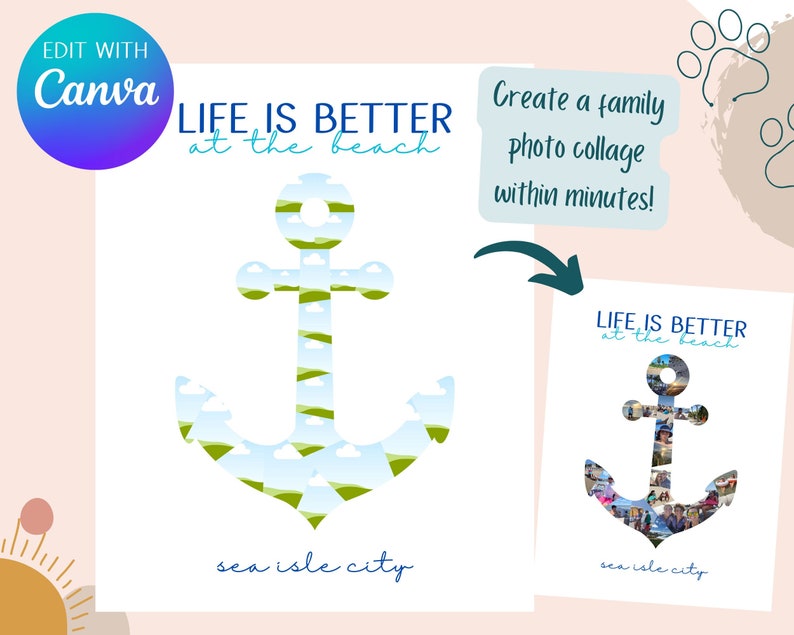 Beach Family Photo Collage Template / Life is Better at the Beach ...