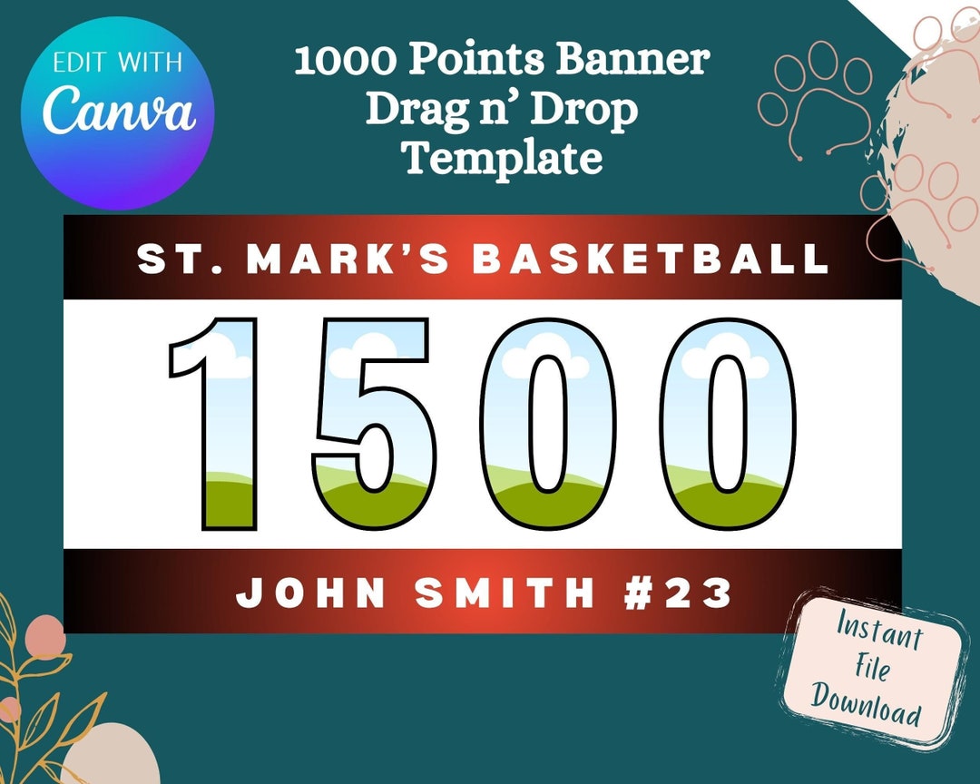 1500 Points Banner Template - Drag & Drop Banner Canva Template / 1500 ...