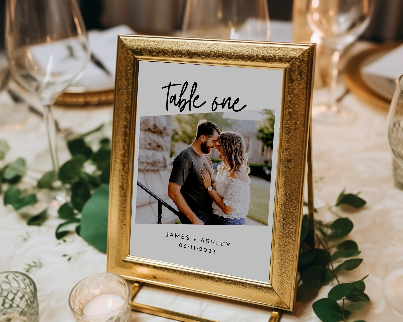 Table Numbers With Photo / Canva Template / Diagonal Style / Slant ...