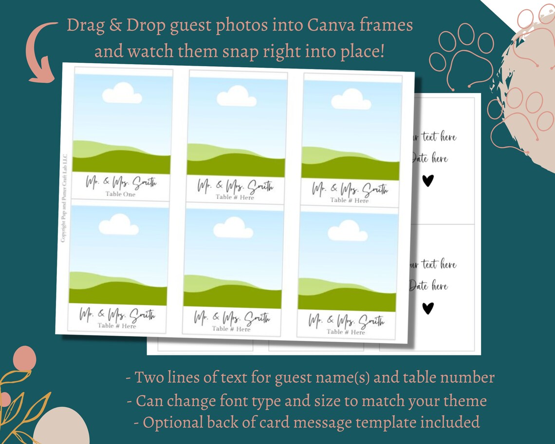 Canva Template - Photo Seating Chart for Wedding / Drag N' Drop / Two ...