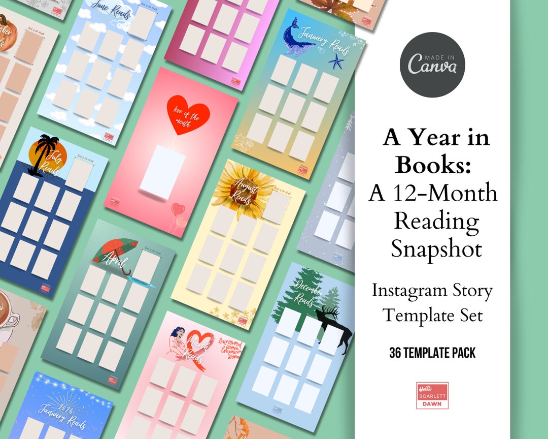 Bookstagram Instagram Story Templates: 12 Monthly Reading Summaries ...
