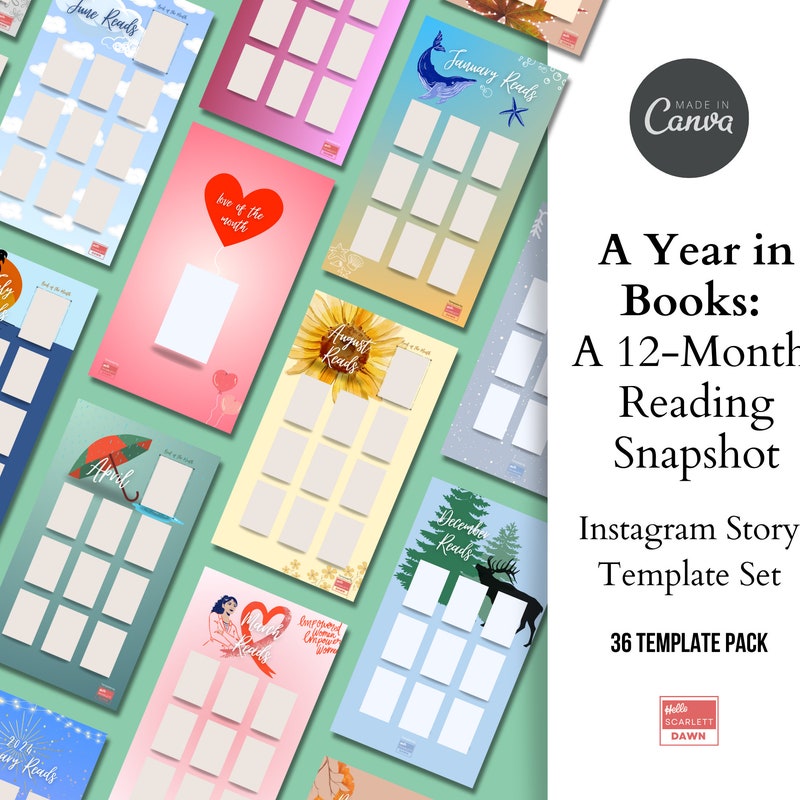 Monthly Book Log Canva - Etsy