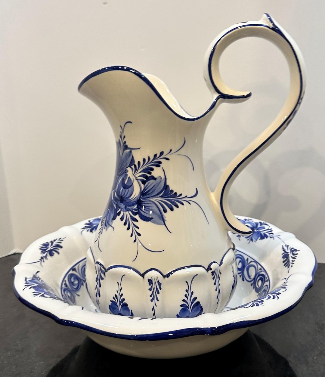 Vintage Portuguese Ceramics Hand Painted Water Pitcher With Wash Basin ...