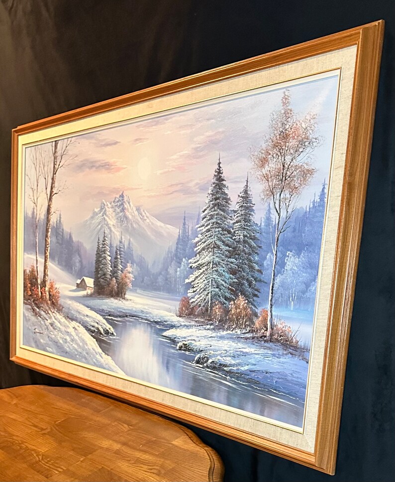 Vintage Large Canvas Winter Landscape Oil Painting by Artist Jamison - Etsy