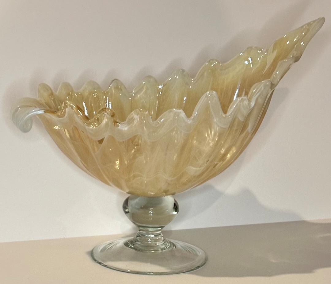 Vintage 1940s Murano Large Golden Sea Shell Art Glass Bowl - Etsy
