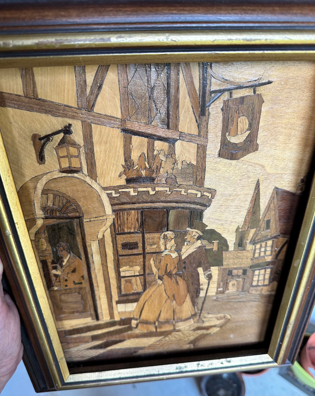 Victorian German Wooden Veneer Parquetry Pub Scene - Etsy
