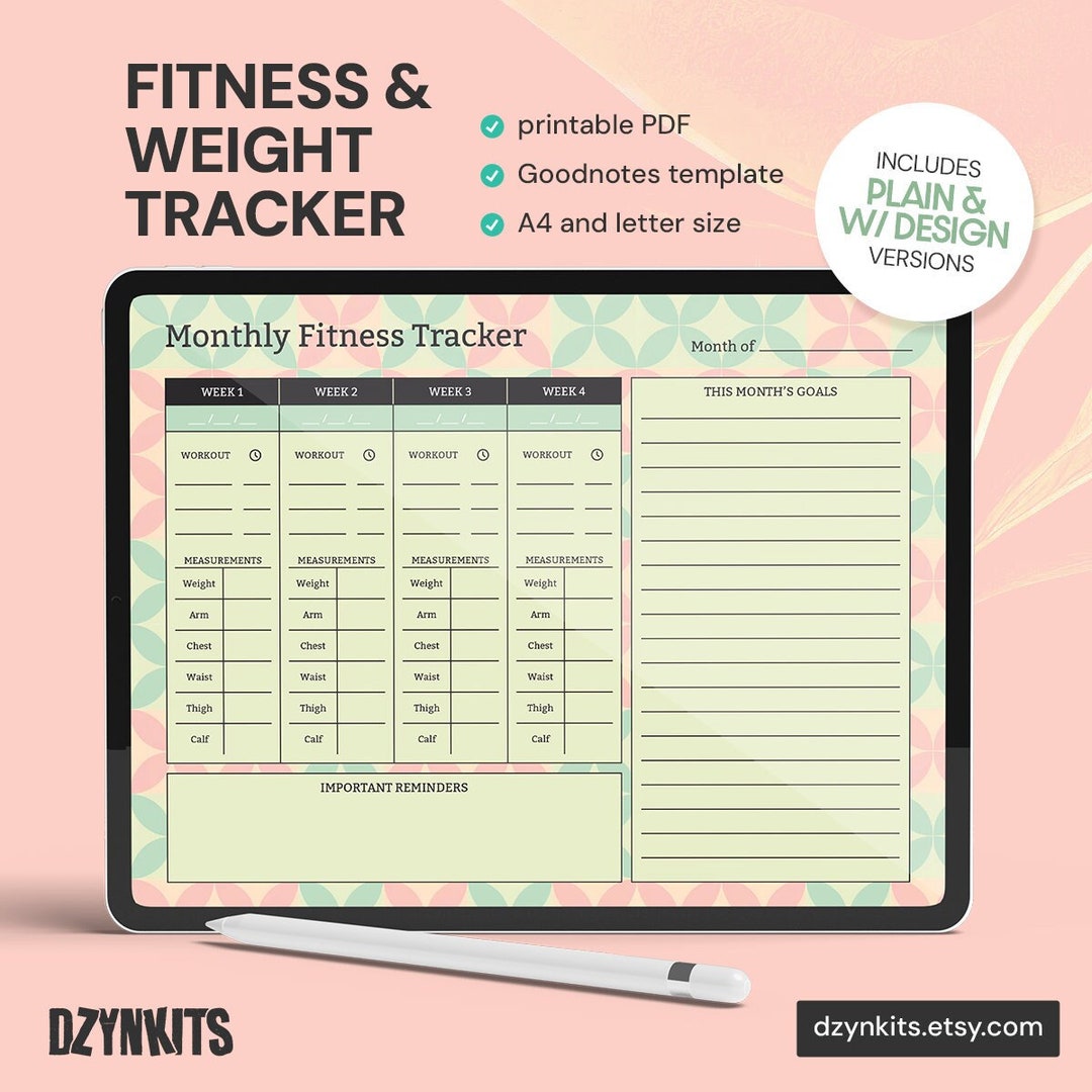 Fitness Tracker, Weight Tracker, Printable Template PDF, Digital ...