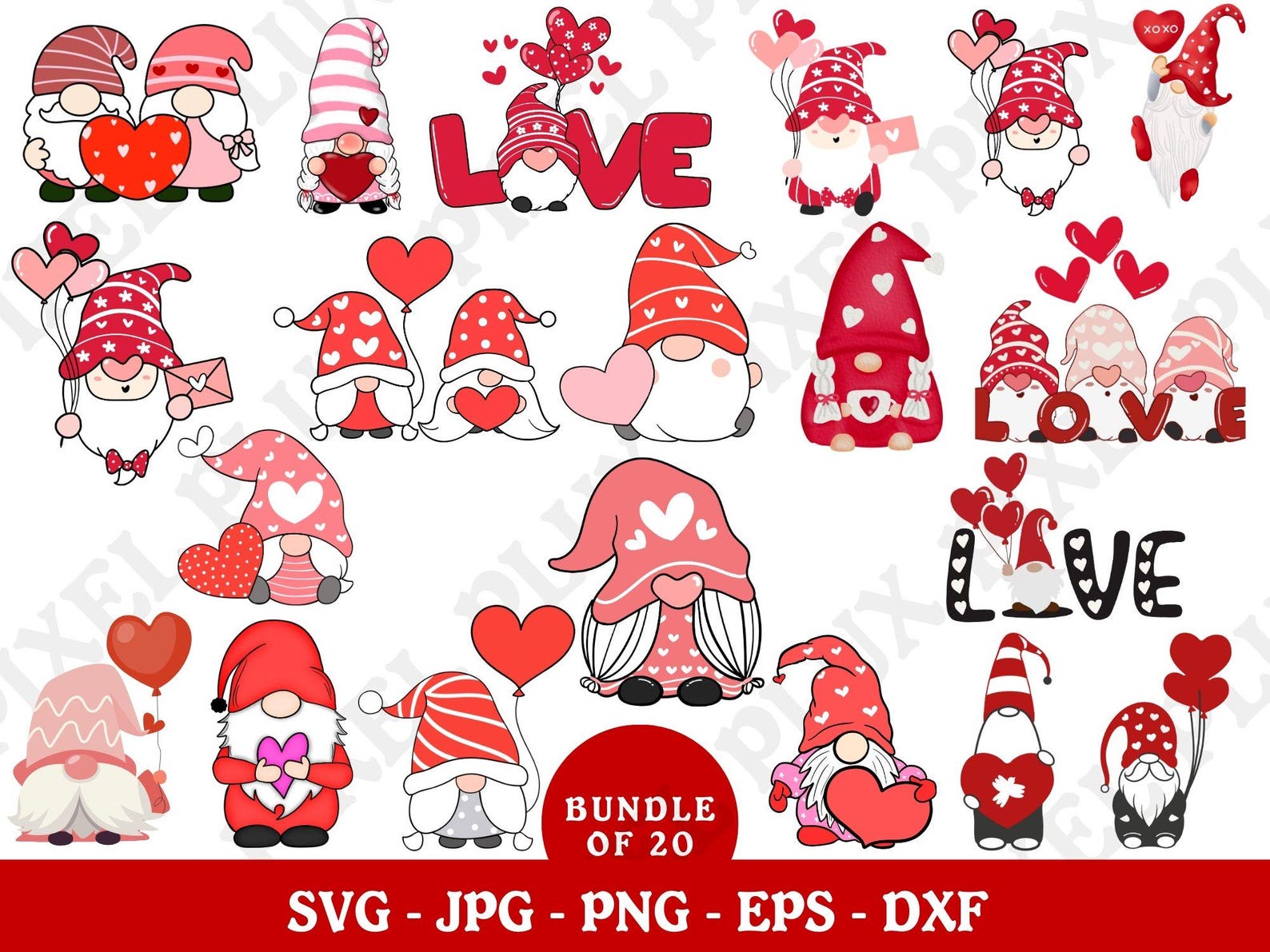 Valentines Gnome Bundle SVG, Valentines Day Decor, Valentines Gnome ...