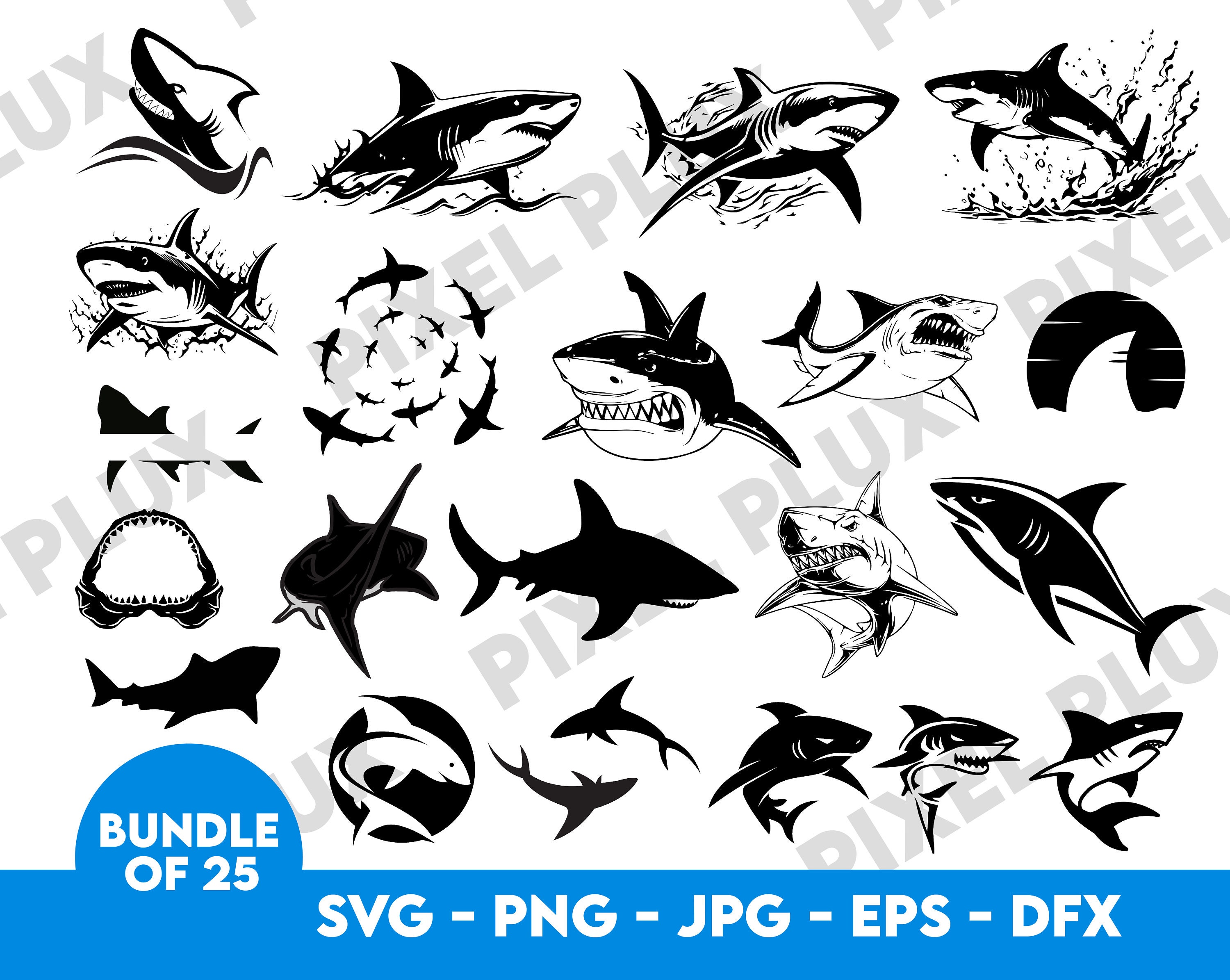 Shark Svg Bundle, Baby Shark Cliparts, Shark Cut Files for Cricut ...