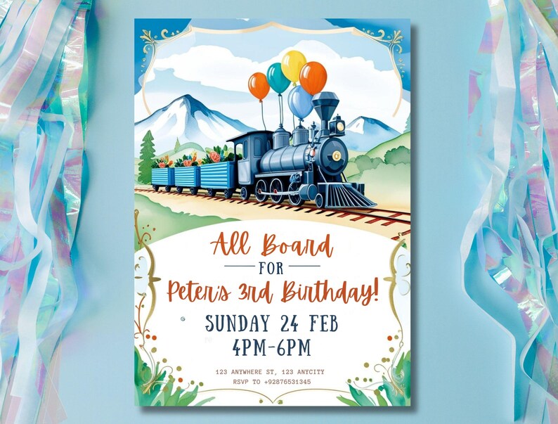 Editable Train Birthday Invitation Template, Toy Train Invitation for Any Age, Train Birthday ...
