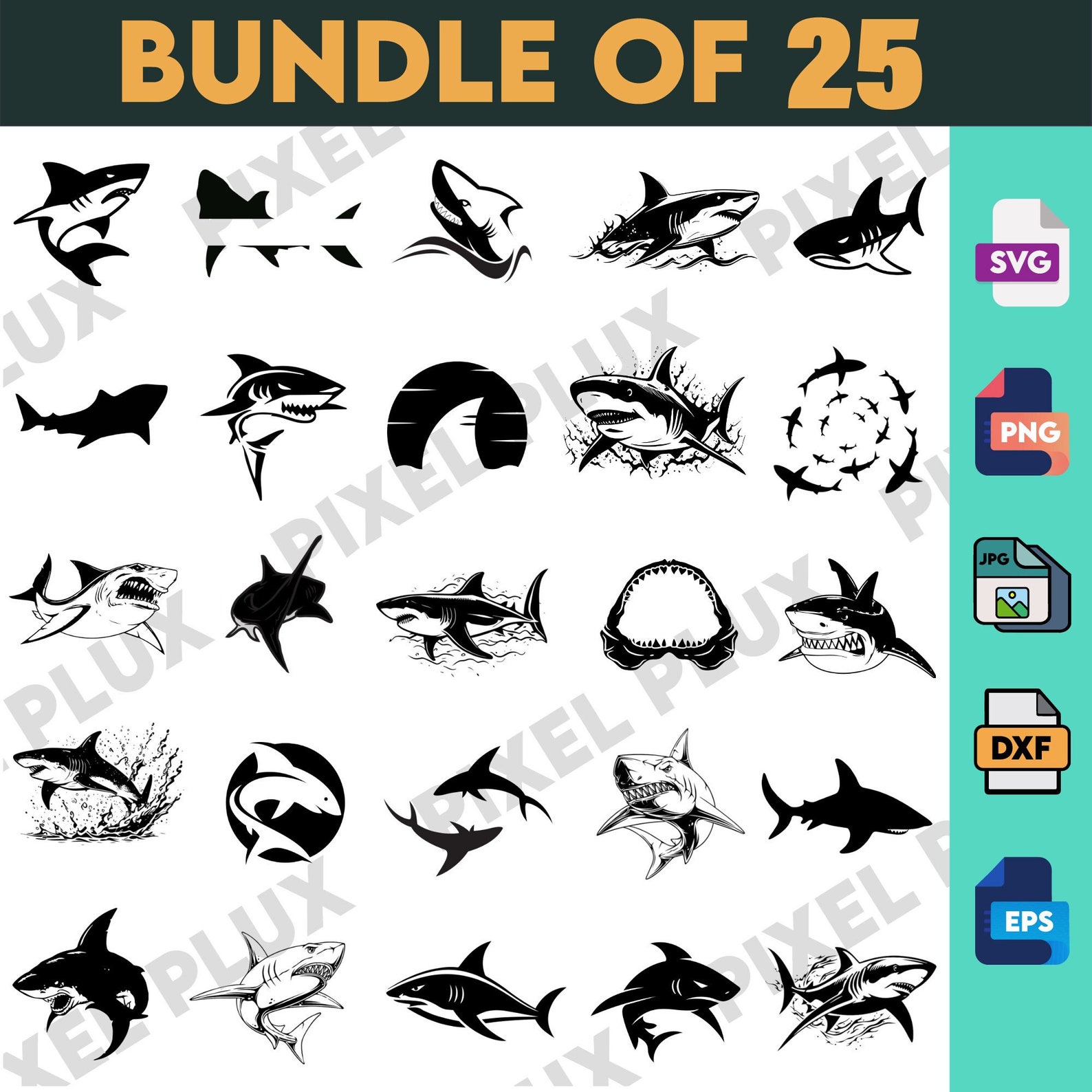 Shark Svg Bundle, Baby Shark Cliparts, Shark Cut Files for Cricut ...