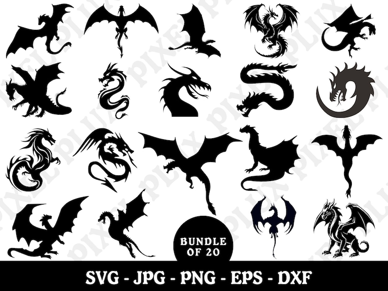 Dragon Svg Bundle, Dragon Svg, Dragon Cut File, Dragons Head, Dragon ...