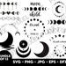 Moon Phases SVG Bundle Moon Cliparts Lunar Phases SVG Moon Phase Cut ...