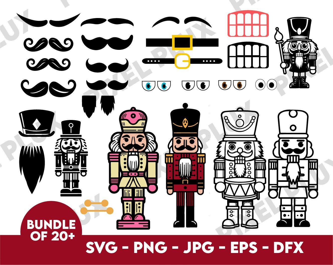 Standing Nutcracker Png Bundle, Watercolor Nutcracker Faces Png, Nutcracker Svg Files for Cricut ...