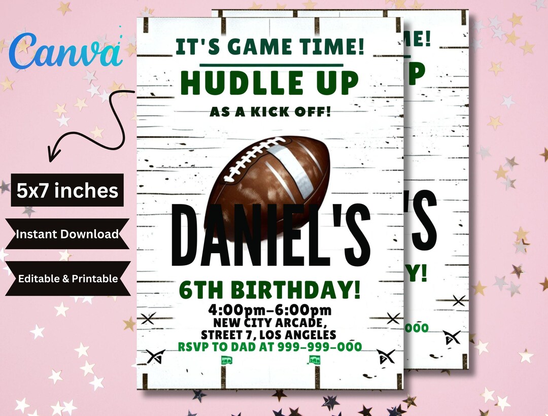 Football Invitation, Football Birthday Invitation Printable, Sports ...