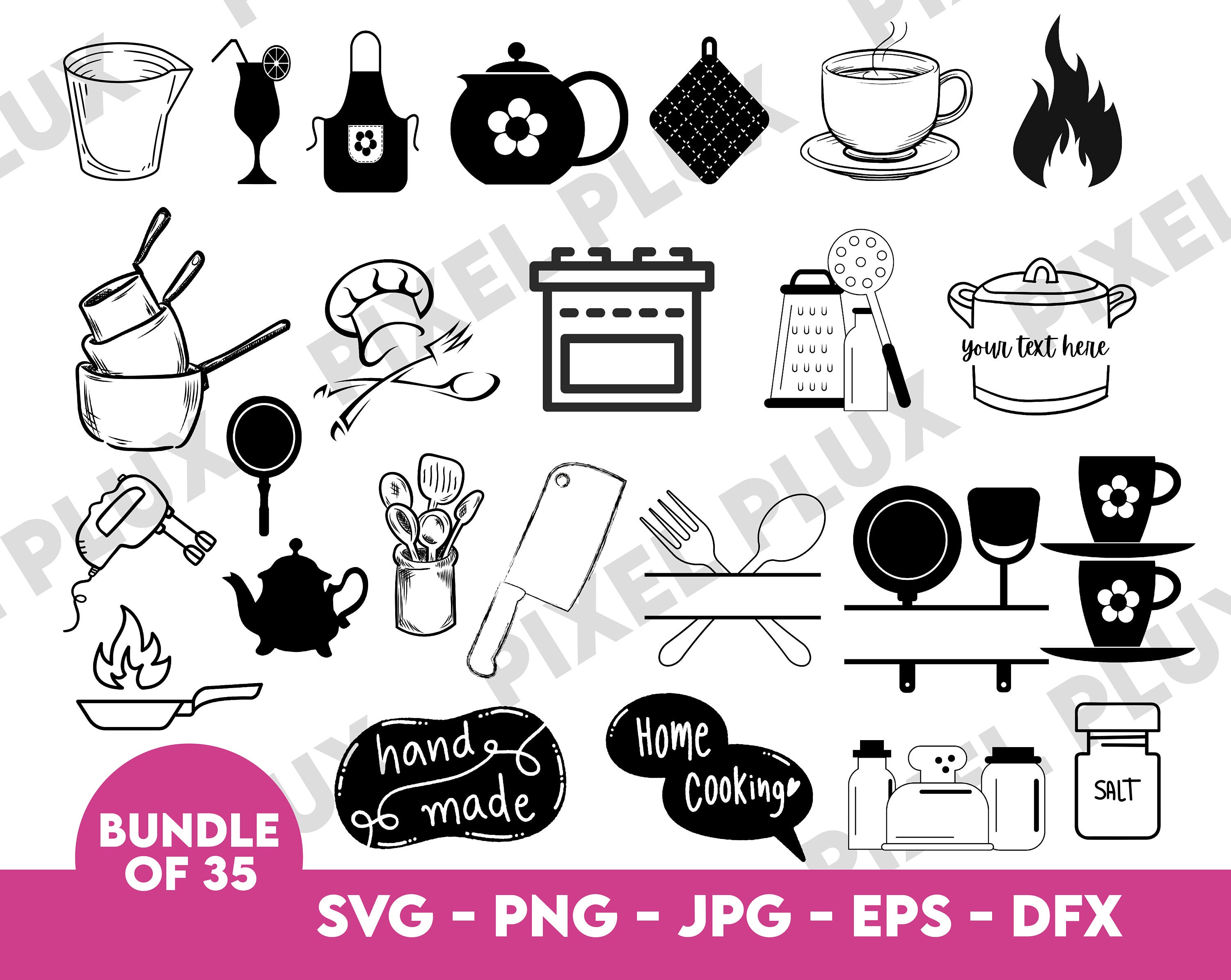 Kitchen Svg Bundle Baking Svg Cooking Set SVG Cooking Utensils SVG ...