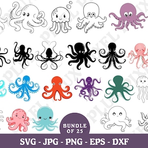 Octopus SVG Bundle, Octopus PNG Bundle, Octopus Clipart, Octopus SVG ...