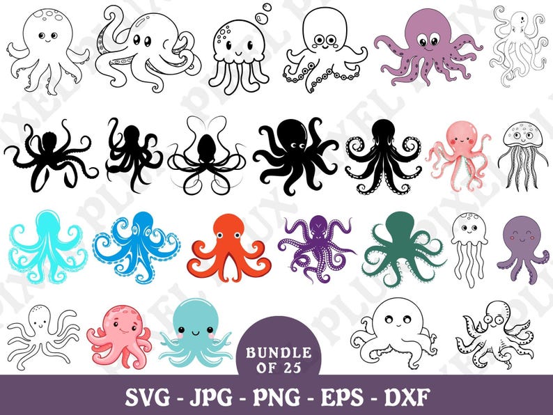 Octopus SVG Bundle, Octopus PNG Bundle, Octopus Clipart, Octopus SVG ...