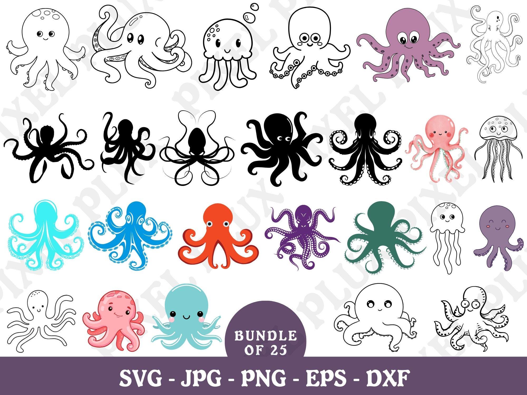 Octopus SVG Bundle, Octopus PNG Bundle, Octopus Clipart, Octopus SVG ...
