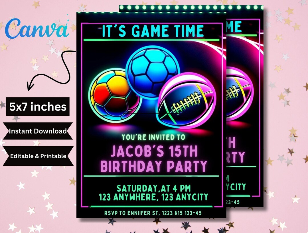 Editable All-star Sports Invitation Template (digital Download) - Etsy