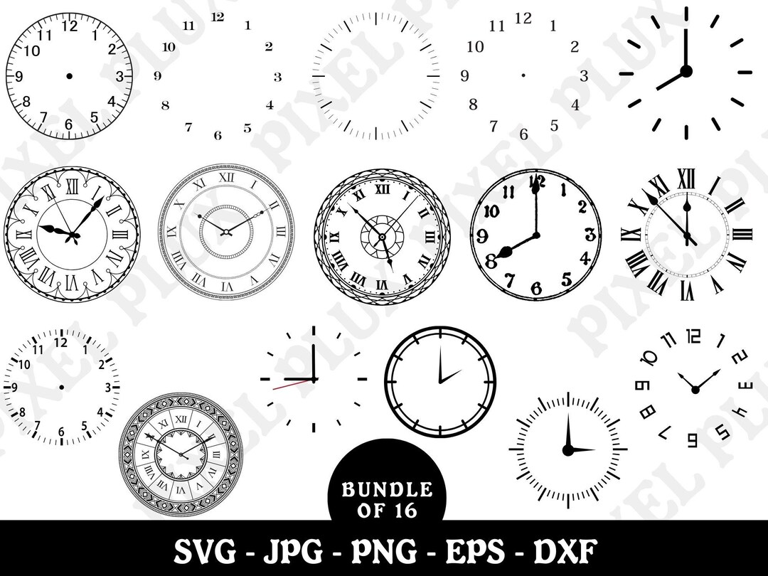 CLOCK FACE SVG Bundle, Clock Face Clipart, Clock Face Svg for Cricut ...