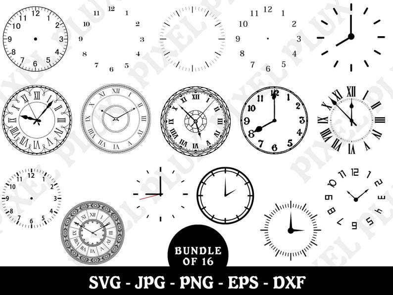 CLOCK FACE SVG Bundle, Clock Face Clipart, Clock Face Svg for Cricut ...