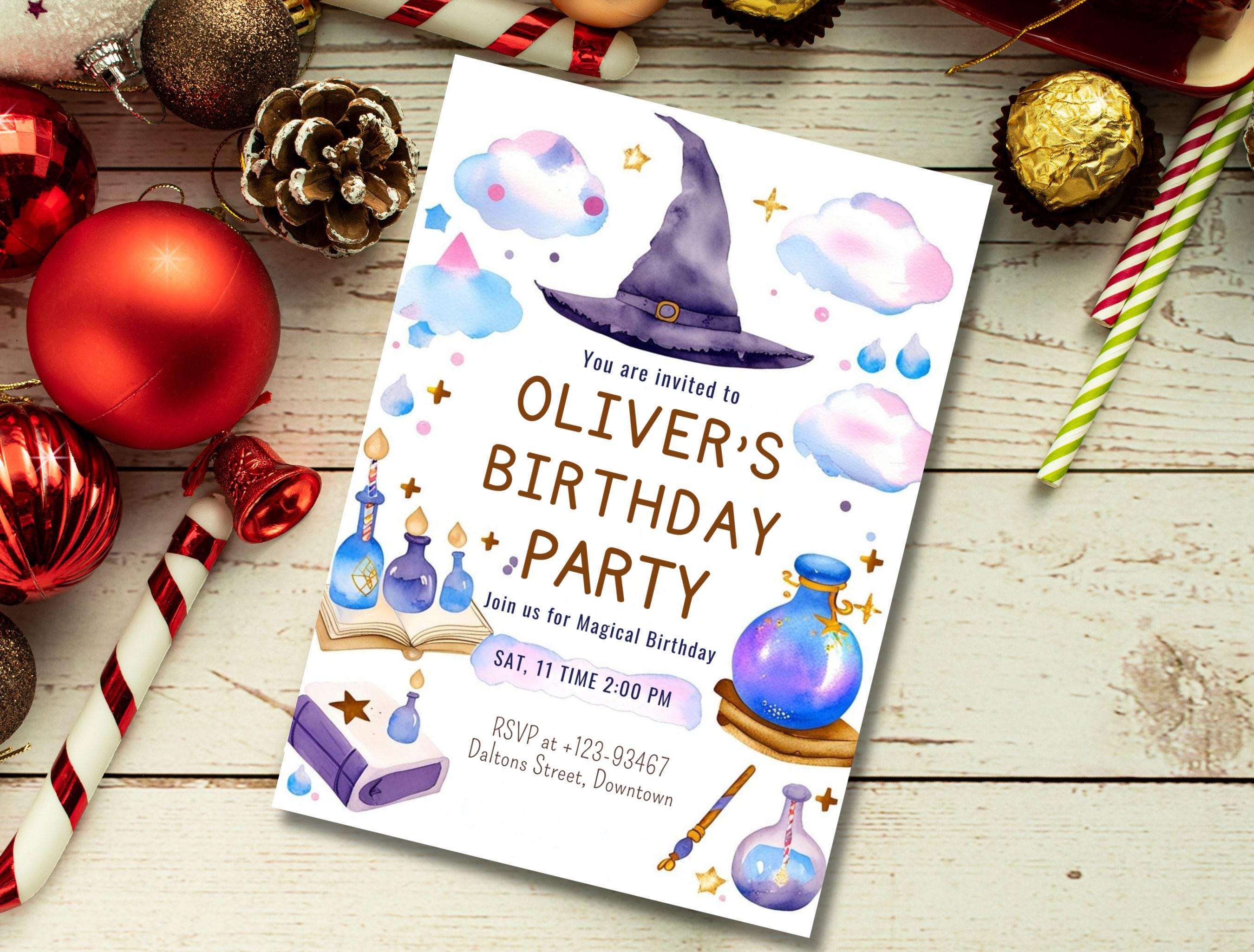 Magical Wizard Birthday Invitation Template (digital Download) - Etsy