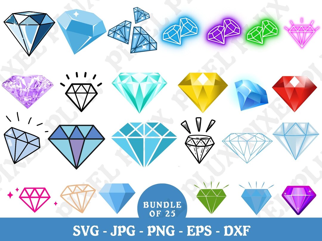 Diamond SVG Bundle - Diamond PNG Bundle - Diamond Clipart - Diamond SVG ...