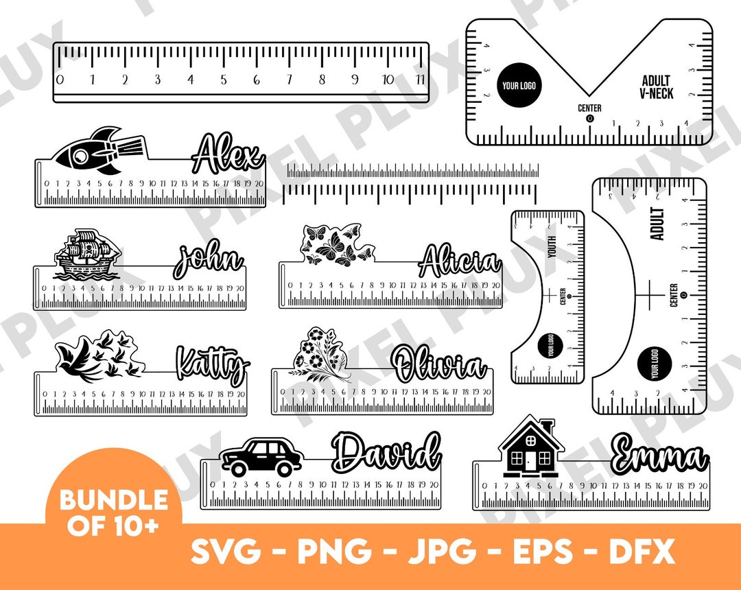 School Ruler Svg, T-shirt Alignment Ruler Svg Cut Files, Inch Ruler Svg ...