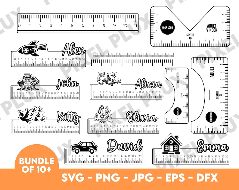 School Ruler Svg, T-shirt Alignment Ruler Svg Cut Files, Inch Ruler Svg ...