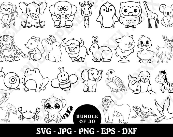 Safari Animals Outline SVG Cute African Jungle Animal Cut File Cricut ...
