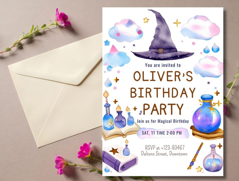 Magical Wizard Birthday Invitation Template (digital Download) - Etsy