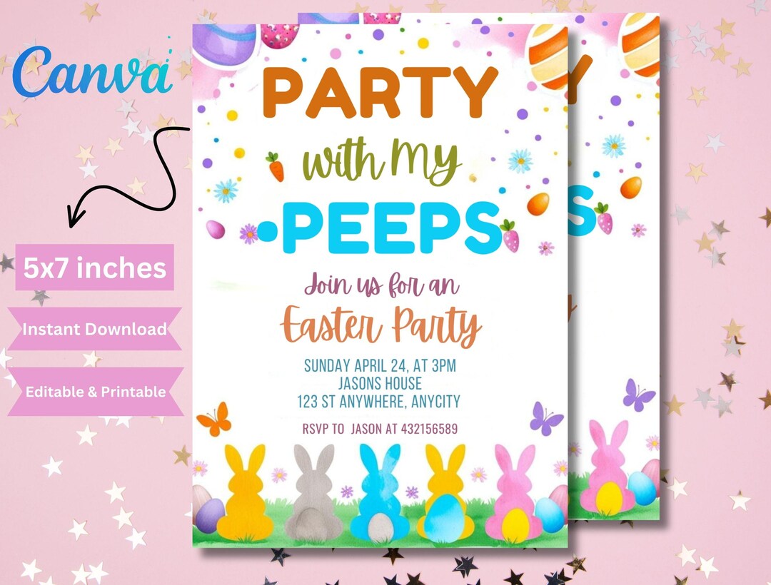 Easter Egg Hunt Invitation Editable Easter Invite Party With My Peeps ...