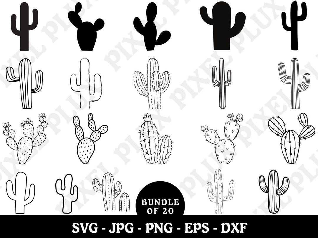 Cactus SVG Bundle Cactus Flower SVG File Succulent Png for Shirts Cacti ...