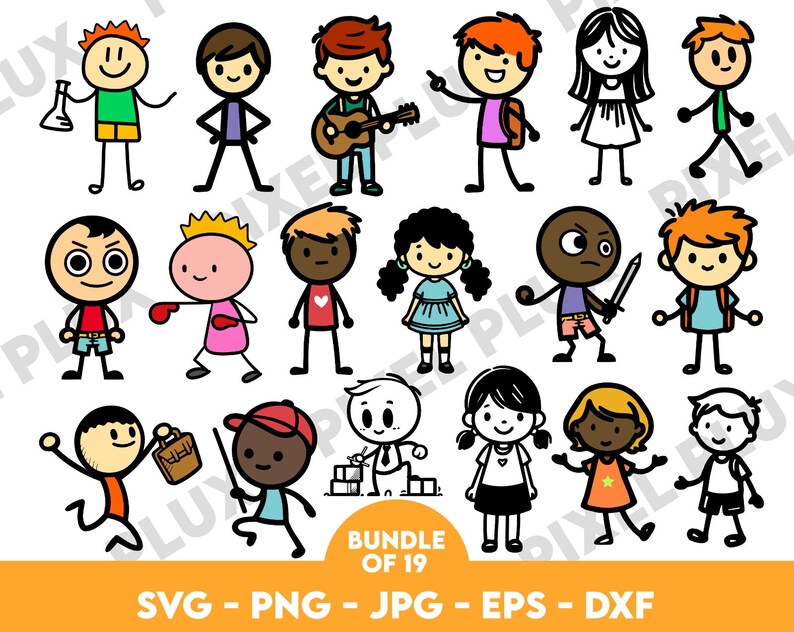 Stick Figures Svg, Stick People Svg, Stick Children Svg, Stick Figures ...