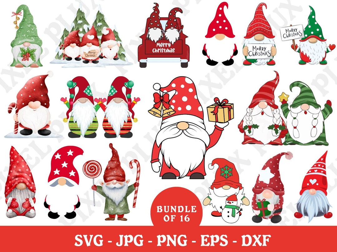 Christmas Gnome Doodle Bundle: SVG, PNG, PDF Cut Files - Etsy