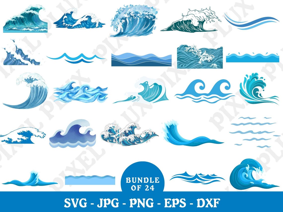 Ocean Wave SVG Bundle: Clipart, Cut Files (digital Download) - Etsy