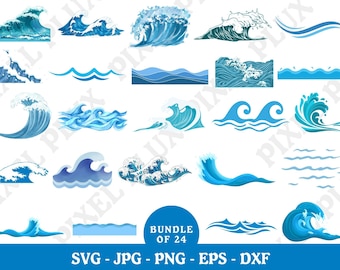 Wave Svg Bundle, Water Wave Svg, Beach Svg, Wave Cricut, Sea Waves Svg ...