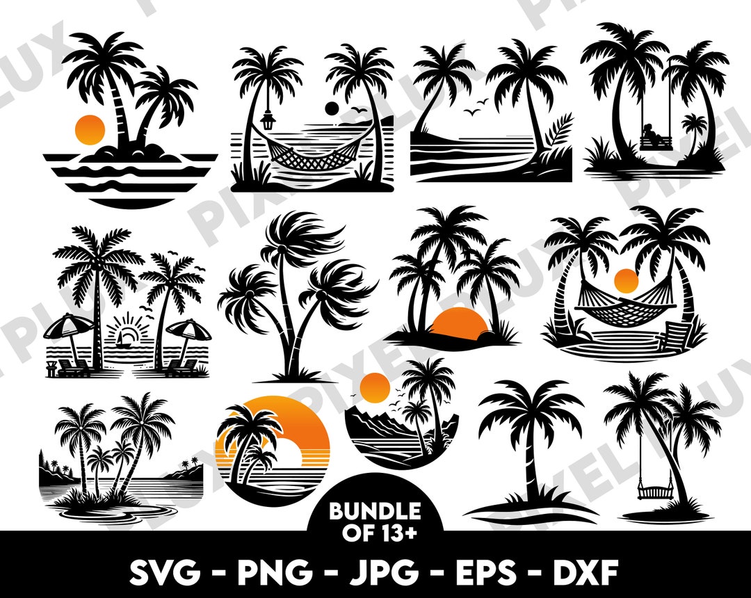 Palm Tree Svg, Beach Tree Svg, Summer Svg, Tropical Tree Svg, Beach ...